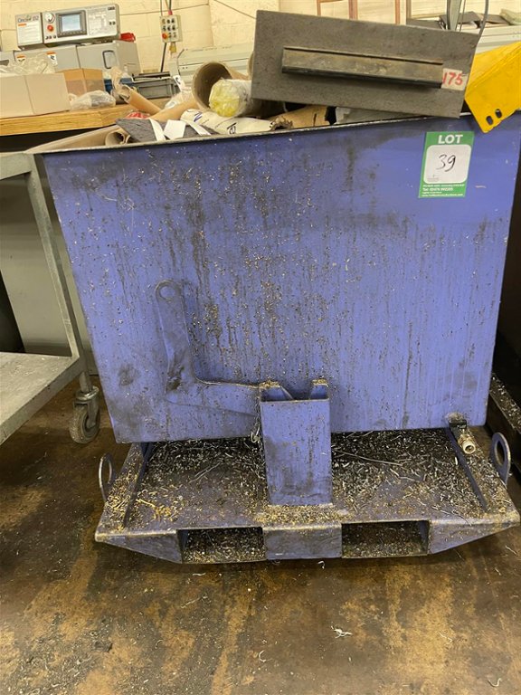 Tipping swarf skip on wheels - 1st Machinery
