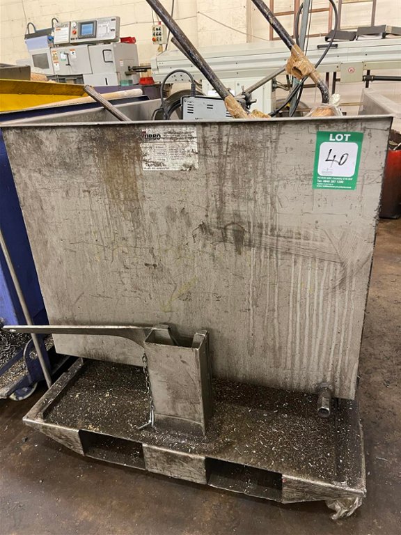 Tipping swarf skip on Wheels - 1st Machinery