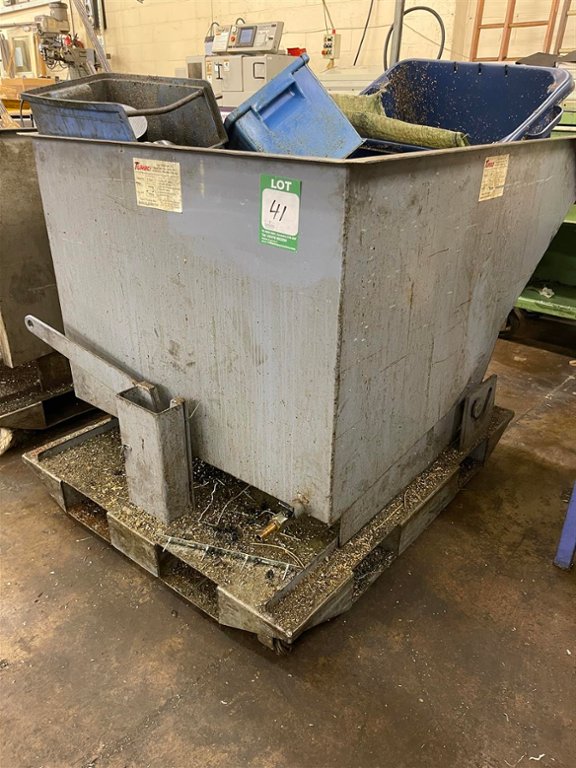 Tipping swarf skip on wheels (will be emptied) - 1st Machinery