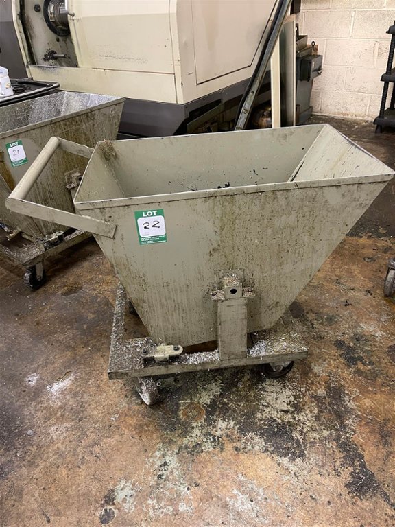 Swarf tipping skip on wheels - 1st Machinery