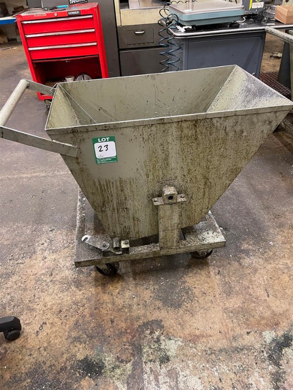 Swarf tipping skip on wheels - 1st Machinery