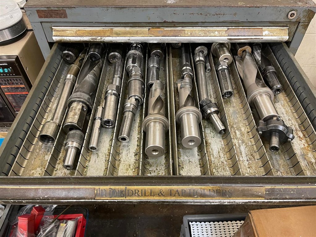 Multi drawer cabinet with tooling including turning holders drills etc ...