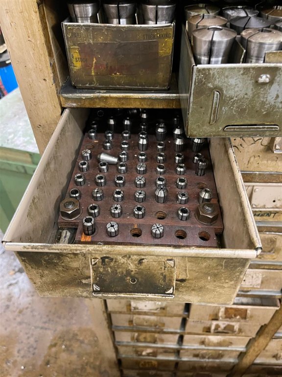 Metal cabinet with collets etc - 1st Machinery