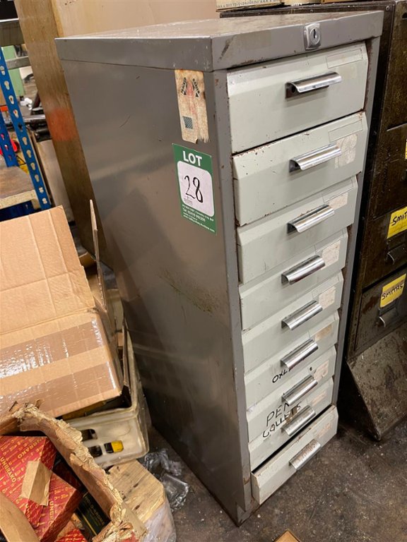 Metal set of drawers with drills etc - 1st Machinery