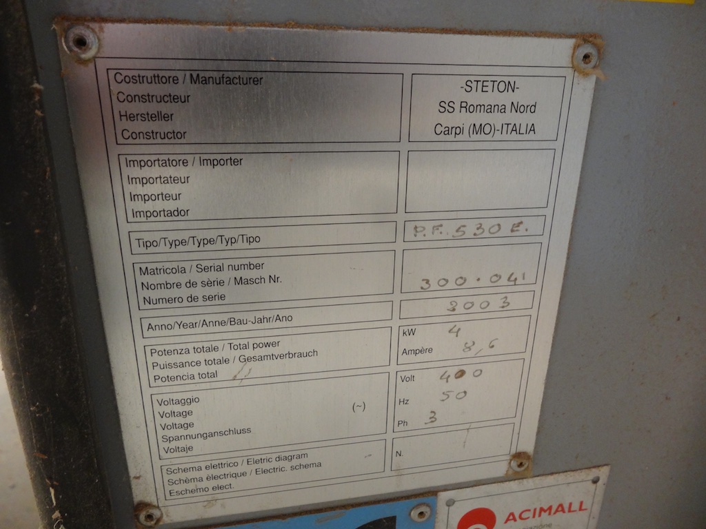 Steton PF530E Surface Planer - Year 2003 - 1st Machinery