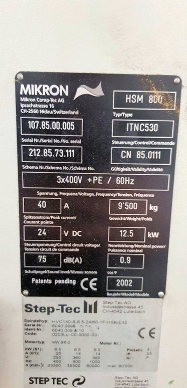 Mikron HSM 800 Horizontal Machining Centre - 1st Machinery